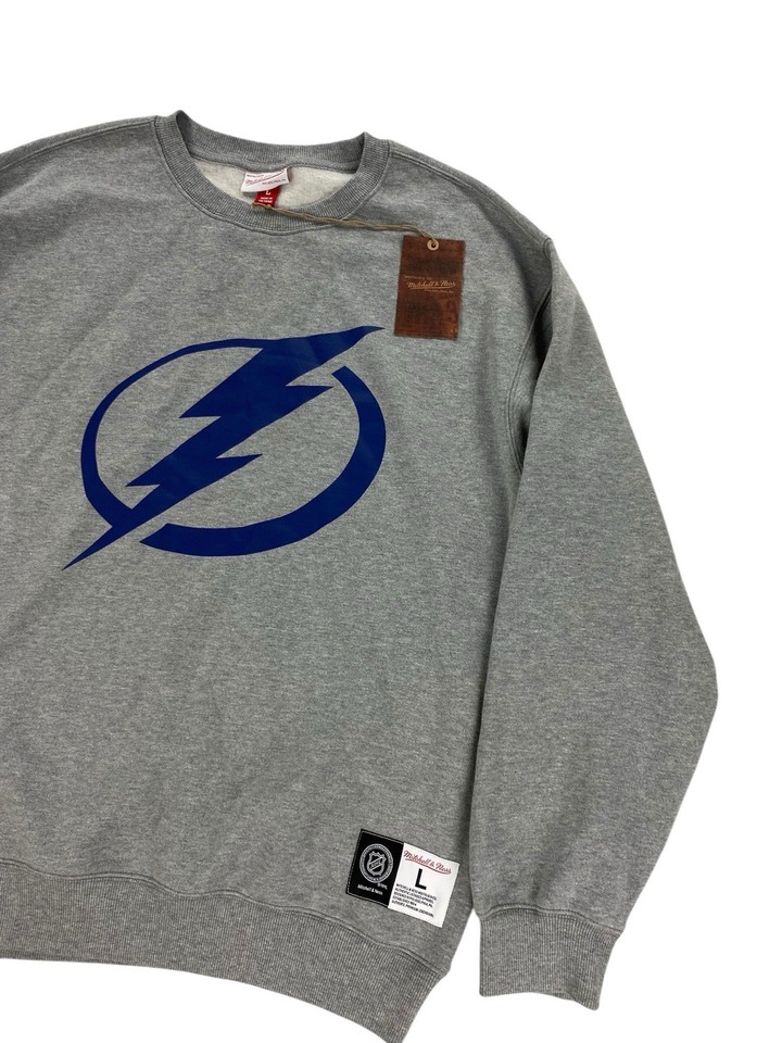 NEW Mitchell & Ness Tampa Bay Lightning Logo Fleece Sweatshirt Gray ...