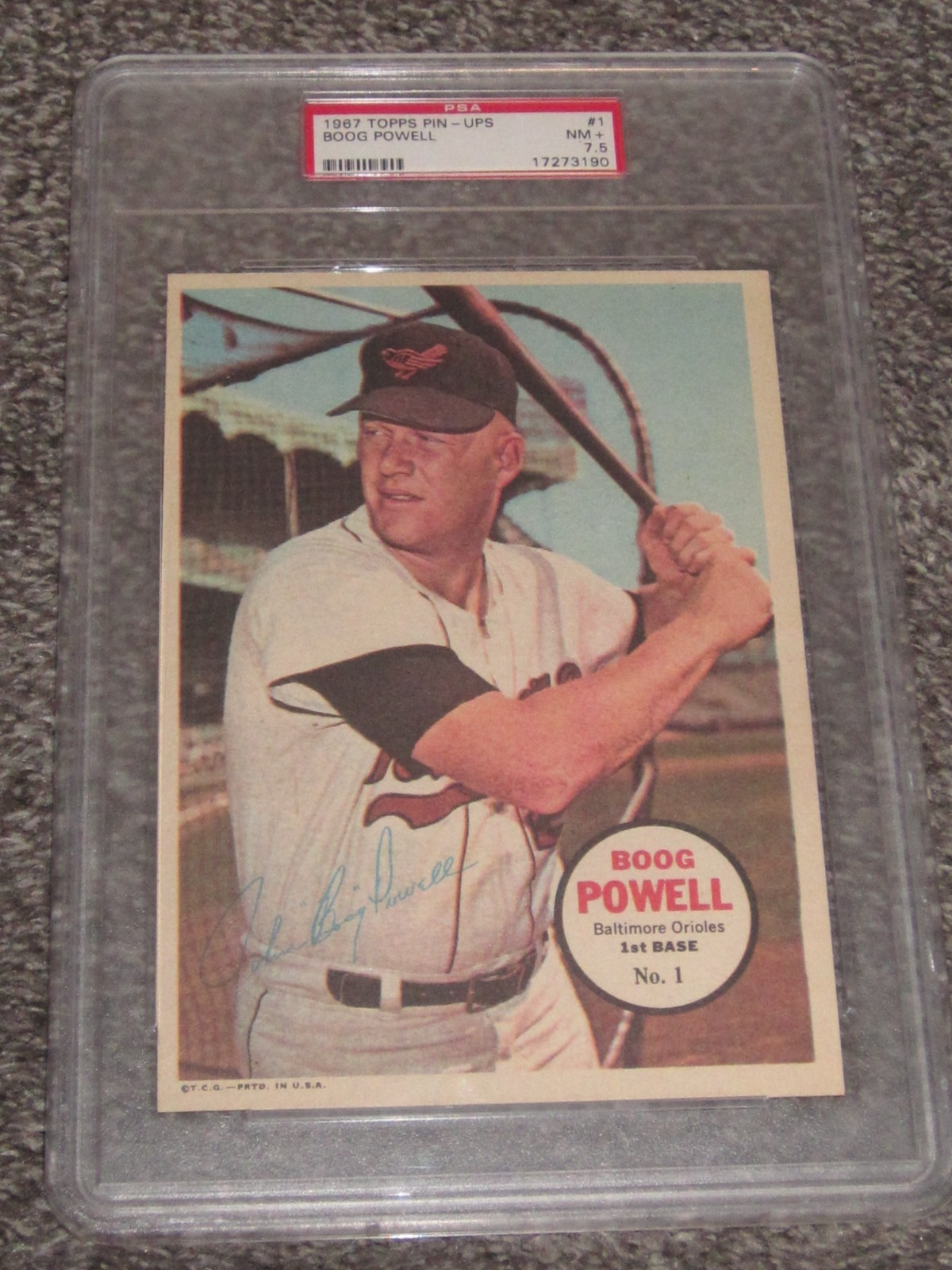 1967 Topps Baseball Pin Ups # 1 Boog Powell PSA 7.5 NM+ NQ 1 Of 1 W/ 2 ...