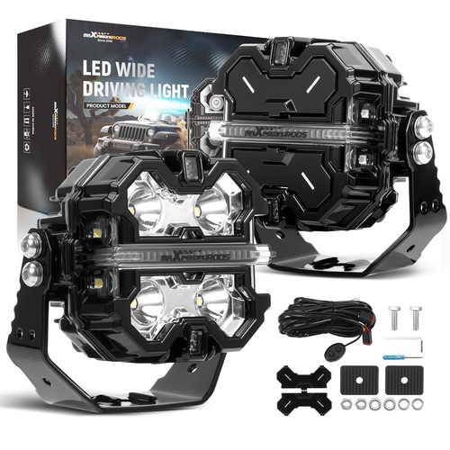 Square LED Driving Lights 160W Pods Spot Flood Combo White DRL For ...
