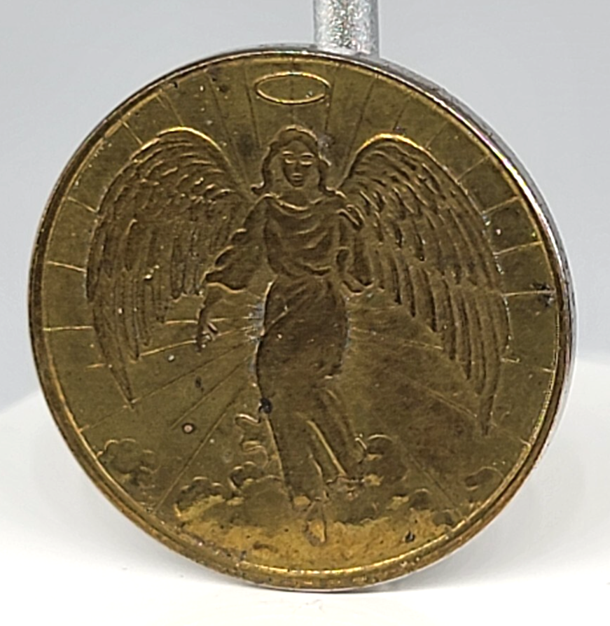 Guardian Angel Token Coin Medal Gold Tone Metal Halo Wings Christianity ...