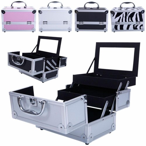 Aluminum Makeup Train Jewelry Storage Box Cosmetic Button Lock Case ...