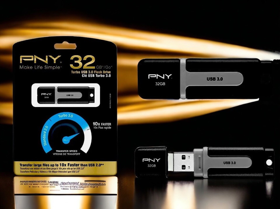 PNY Turbo 32GB USB 3.0 Flash Drive - P-FD32GTBAT2-GE New Full Case 20 ...