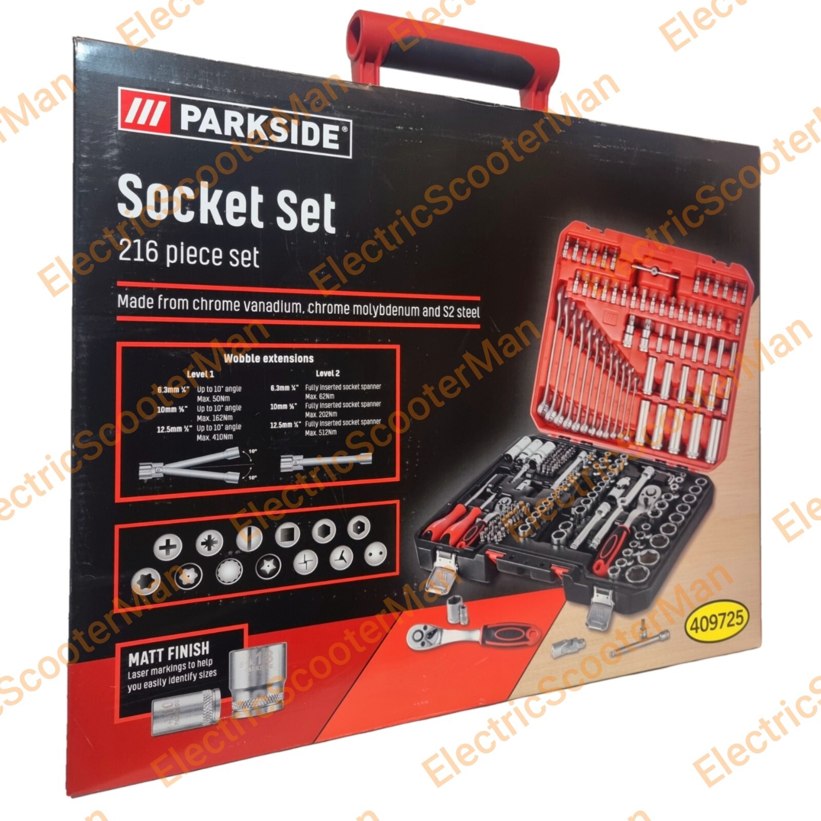 Parkside 216 Piece Car Ratchet & Socket Bit Set High Quality Laser Cut ...