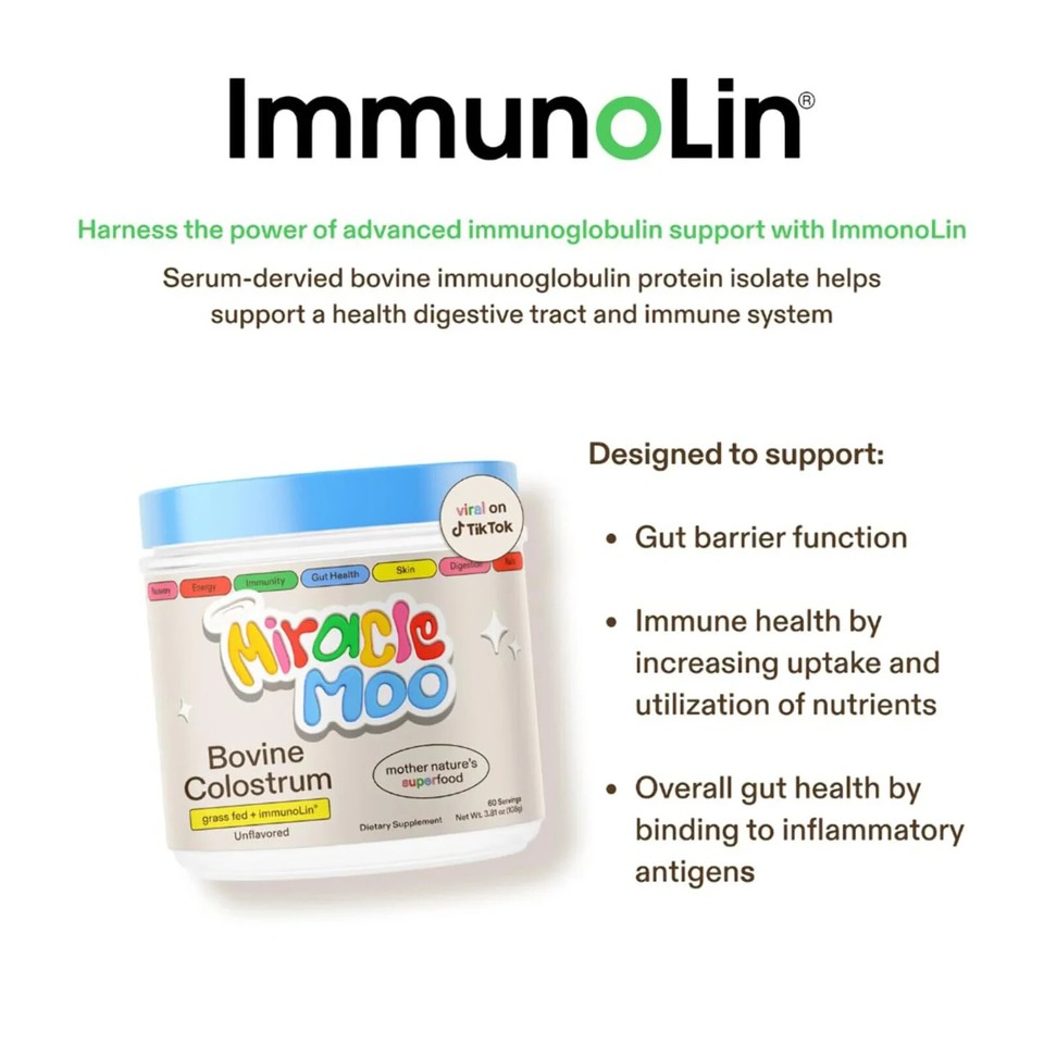 Miracle Moo Mother Natures Bovine Colostrum grassfed+ immunolin ...