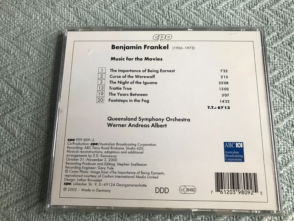 BENJAMIN FRANKEL Music For Movies: Importance of Being Earnest (CD ...