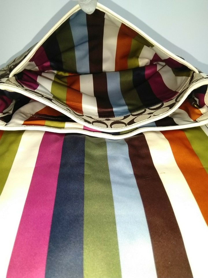 Coach Ali Signature Brown Canvas Leather Trim 65th Ann. Turnlock ...