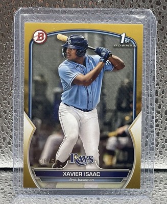 Xavier Isaac Gold Paper Prospect #’d /50 - 2023 1st Bowman - Tampa Bay ...