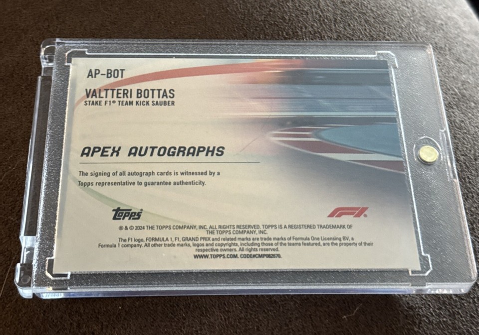 2024 Paddock Pass F1 Valtteri Bottas APEX AUTOGRAPHS 4/10 AP-BOT | eBay