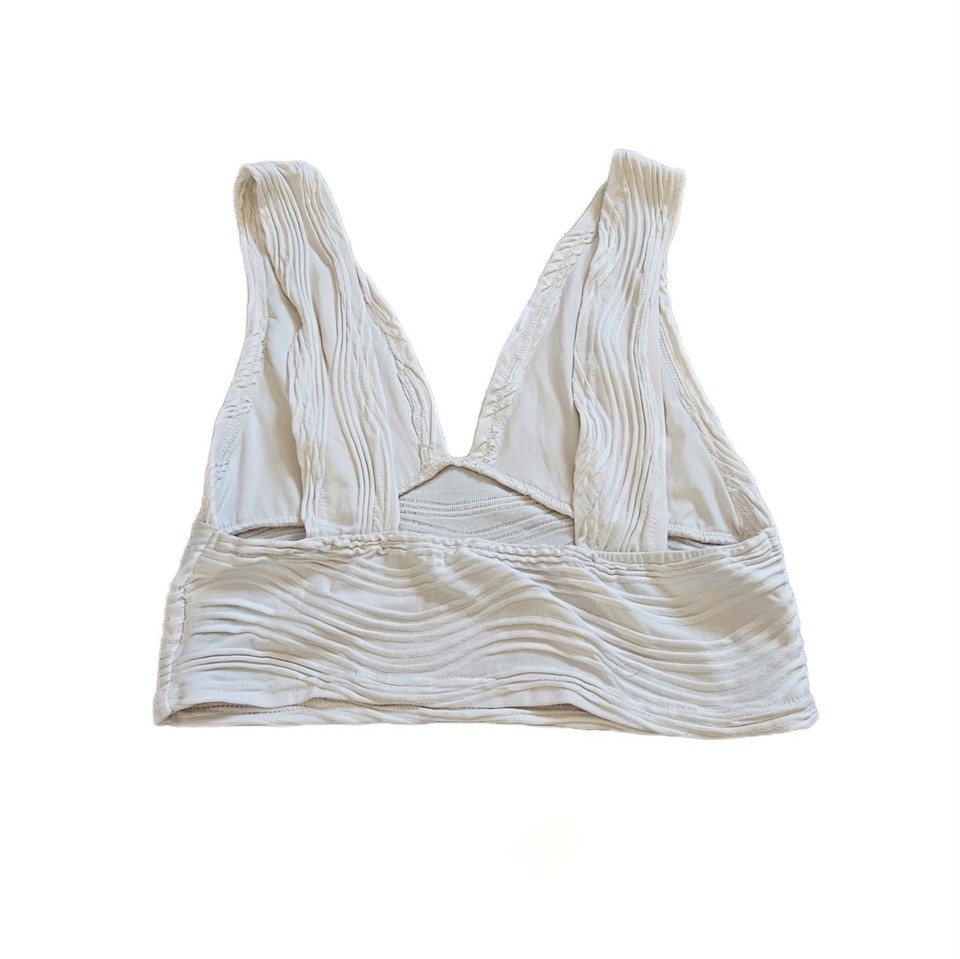 Womens White Sleeveless Low Cut Crop Top Size Medium Preloved | eBay UK
