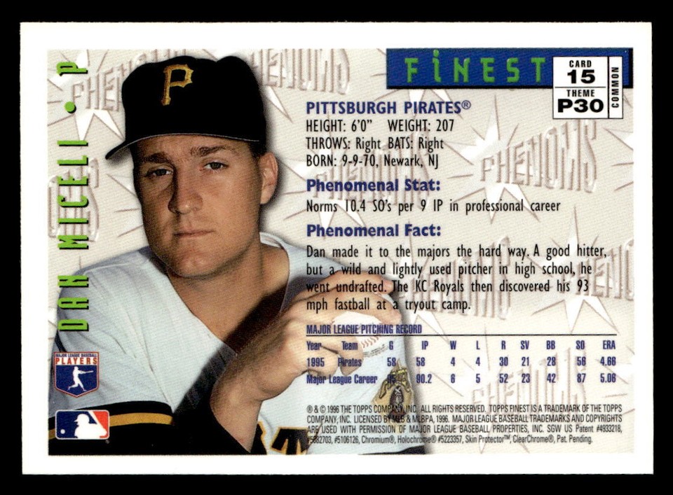 Dan Miceli 1996 Finest Card #15 Pittsburgh Pirates | eBay