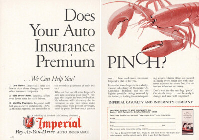 1964 Imperial Casualty: Auto Insurance Premium Pinch Vintage Print Ad ...
