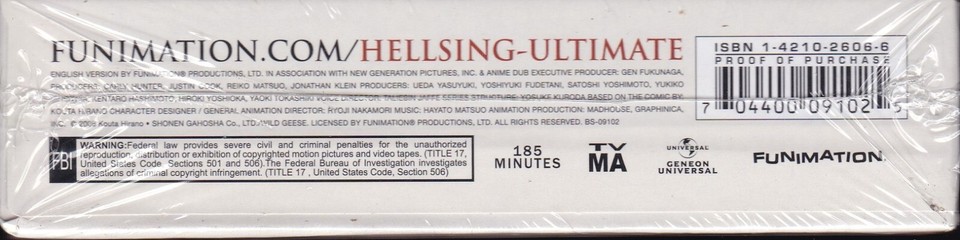 Hellsing Ultimate Volumi V-Viii Edizione Limitata (Blu-Ray / DVD,2012,5 ...