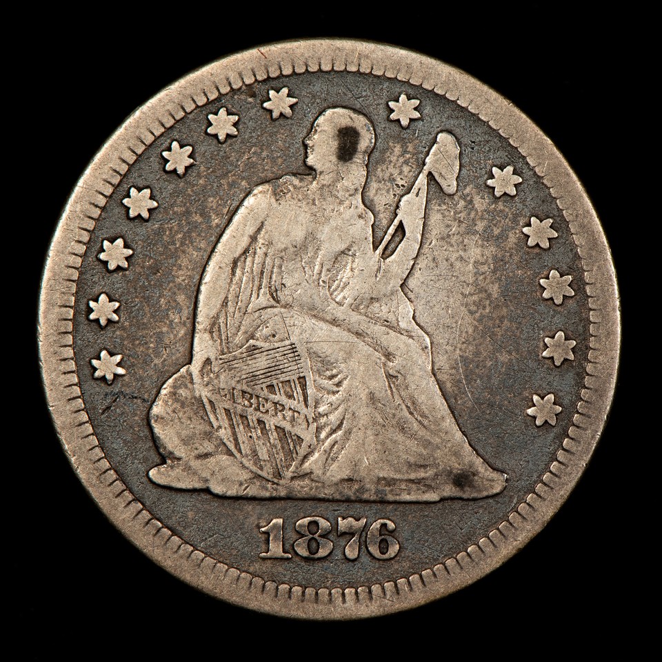 1876-CC 25c Seated Liberty Silver Quarter - Fine+ Key Date - SKU-T4719 ...
