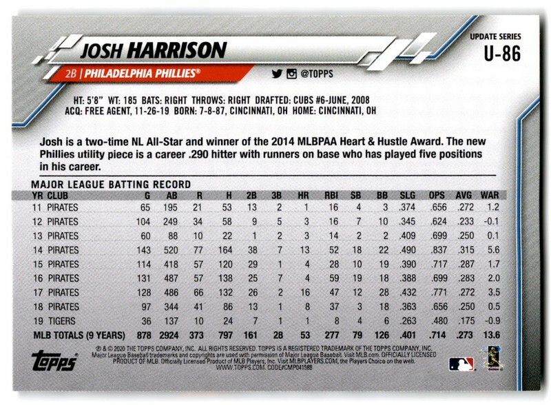 2020 Topps Update #U86 Josh Harrison - Philadelphia Phillies | eBay