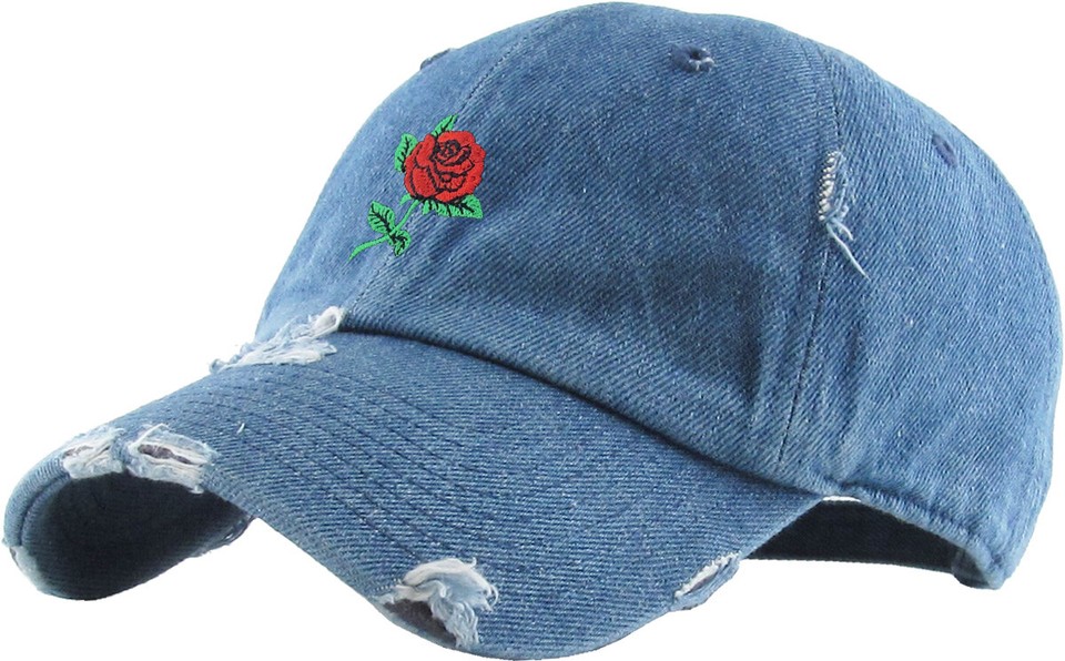 Rose Embroidery Dad Hat Baseball Cap Unconstructed Cotton | eBay