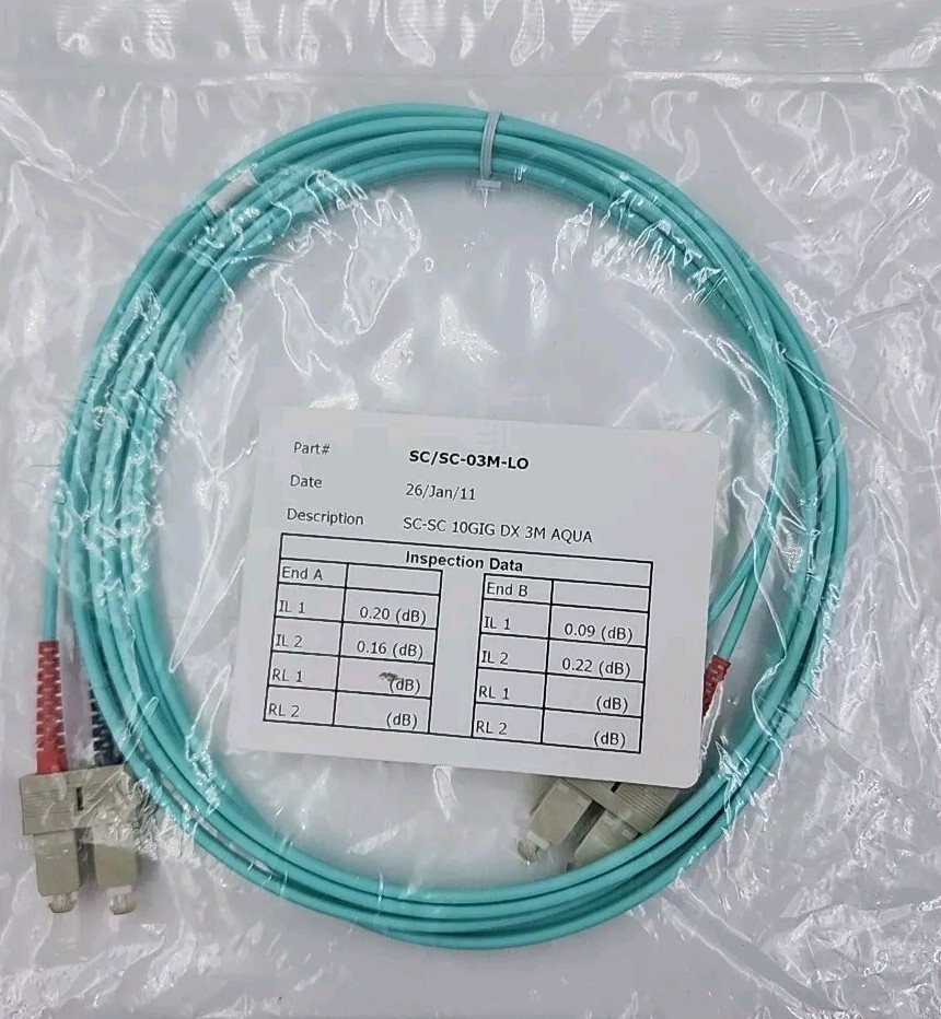10 X- 3M Corning SC to SC UPC Duplex 10G OM3 Fiber Optic Patch Cord ...