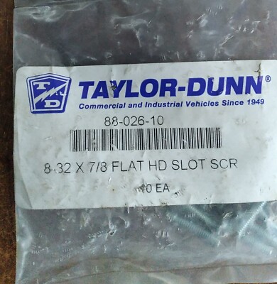 Taylor Dunn 8-32 x 7/8 Flat HD Slot SCR 88-026-10 ~ Pack of 10 | eBay