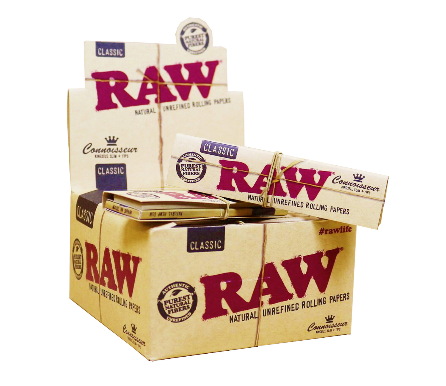 RAW Classic Connoisseur King Size Rolling Papers +Tips 24 Booklets ...