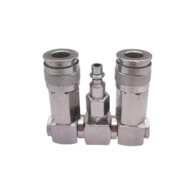 Two Way Air Hose Compressor Swivel Splitter 1/4" NPT 360 Degrees ...