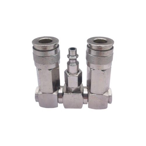 Two Way Air Hose Compressor Swivel Splitter 1/4" NPT 360 Degrees ...