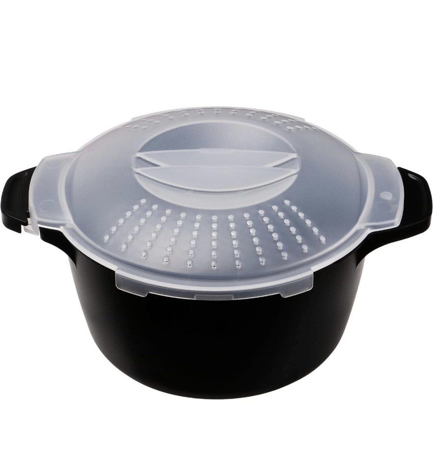 Pampered Chef 3Quart Micro Cooker Black Microwave Safe Bowl w/ Lid ...