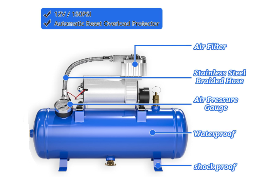 Hookah Diving Scuba Snorkeling Air compressor 12 Volt 1.6GAL 150 PSI ...