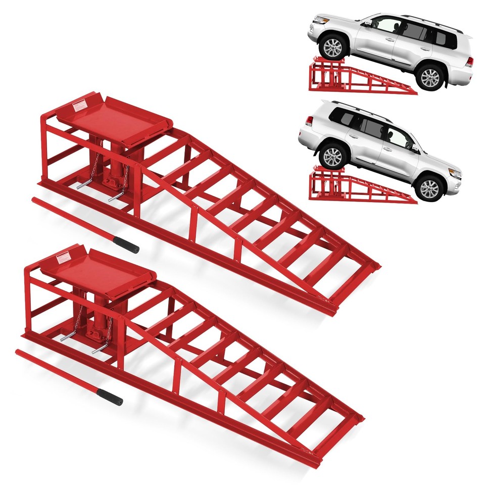 Hydraulic Car Ramps 11000Lbs Low Profile Portable Car Lift Ramp Garage ...