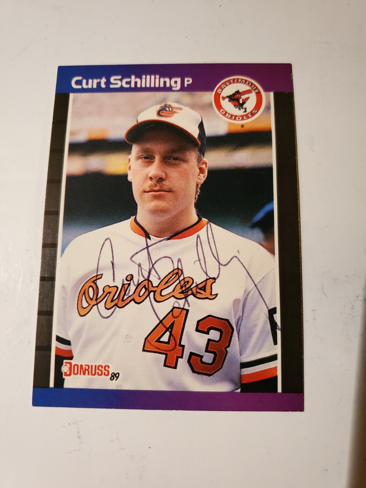 Curt Schilling signed 1989 Donruss rookie & Error Card. NO DOT AFTER ...