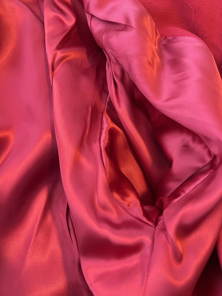 100% Cashmere Warm Women’s Long Red Classic Collarless Coat Union Made ...