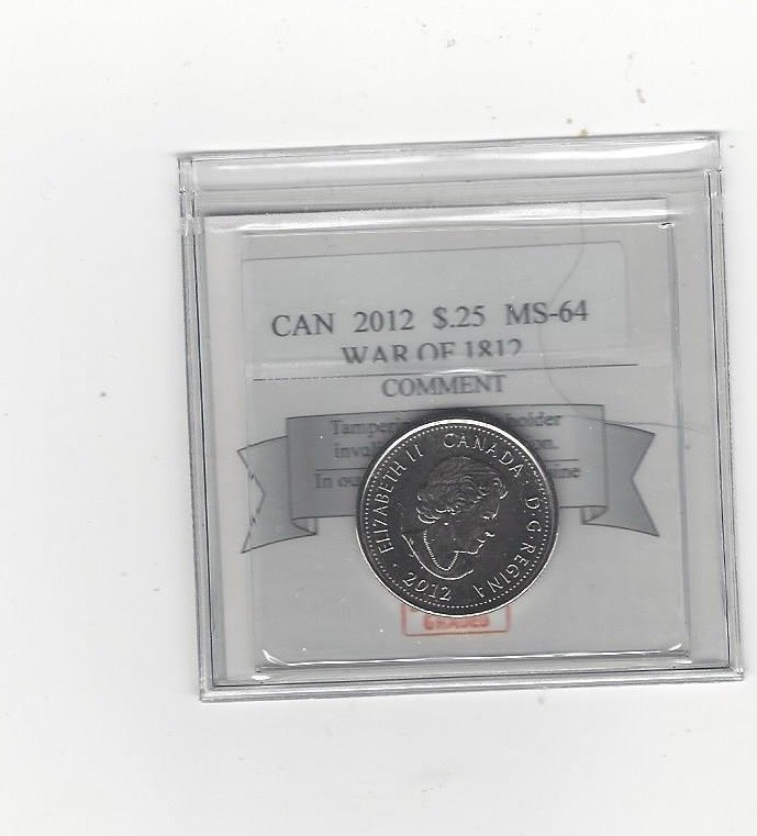 2012 War of 1812 Tecumseh - Coin Mart Graded Canadian, 25 Cent,**MS-64 ...