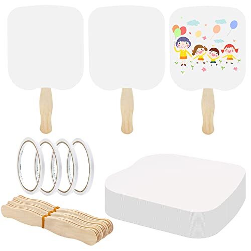 30 Pieces Church Fans Handheld Set Including Fan Handle Craft Sticks ...