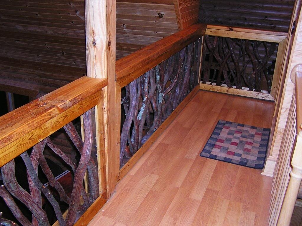 Rustic Railings Stair Porch Interior Exterior Primitive Log Cabin Art ...