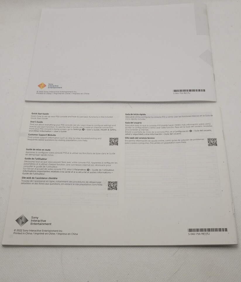 Original Sony PlayStation 5 PS5 Console Manual Quick Start & Safety ...