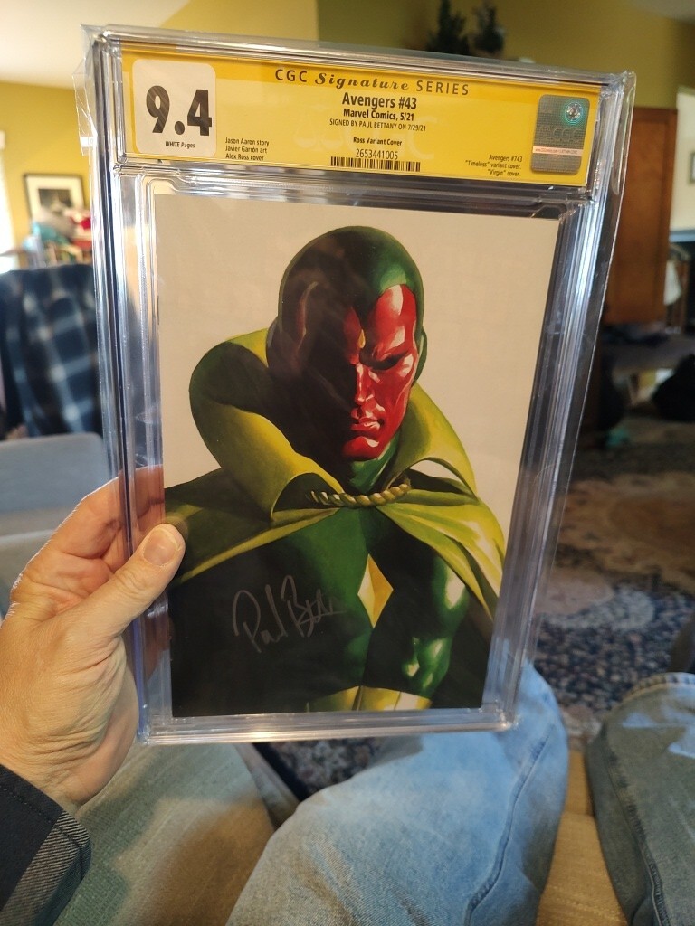 Paul Bettany Signed Avengers #43, CGC SS 9.4, White Pages, Alex Ross ...
