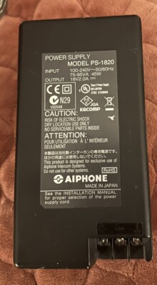 Aiphone Intercom PS-1820 18 Volt DC 2 Amp Power Adapter Supply | eBay