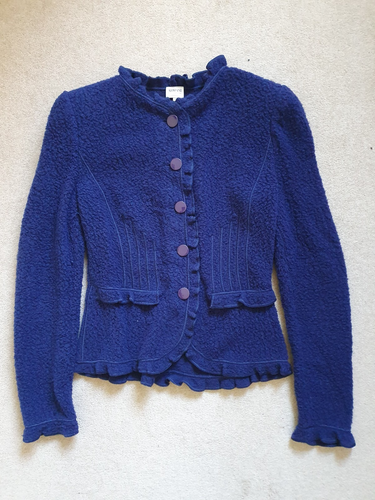 ARMANI COLLEZIONI Textured Fleece Blazer Jacket In Blue Ladies Size IT ...