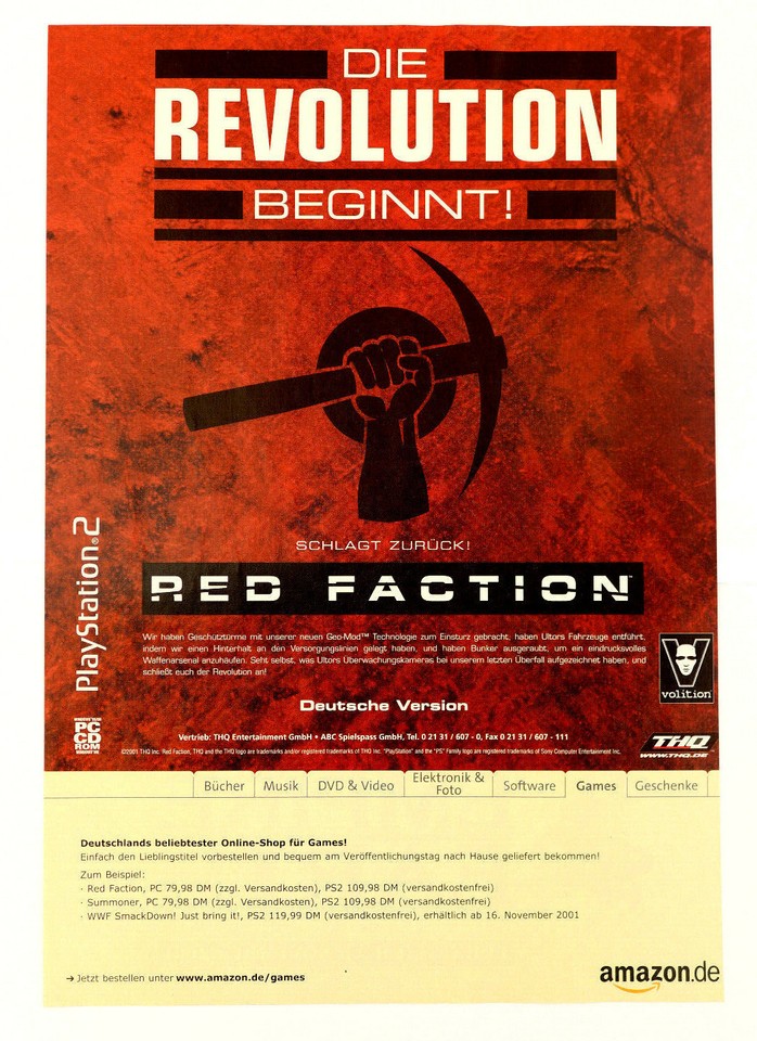 2001 Red Faction PS2 GameCube Xbox Vintage Promo Poster / Ad Art ...