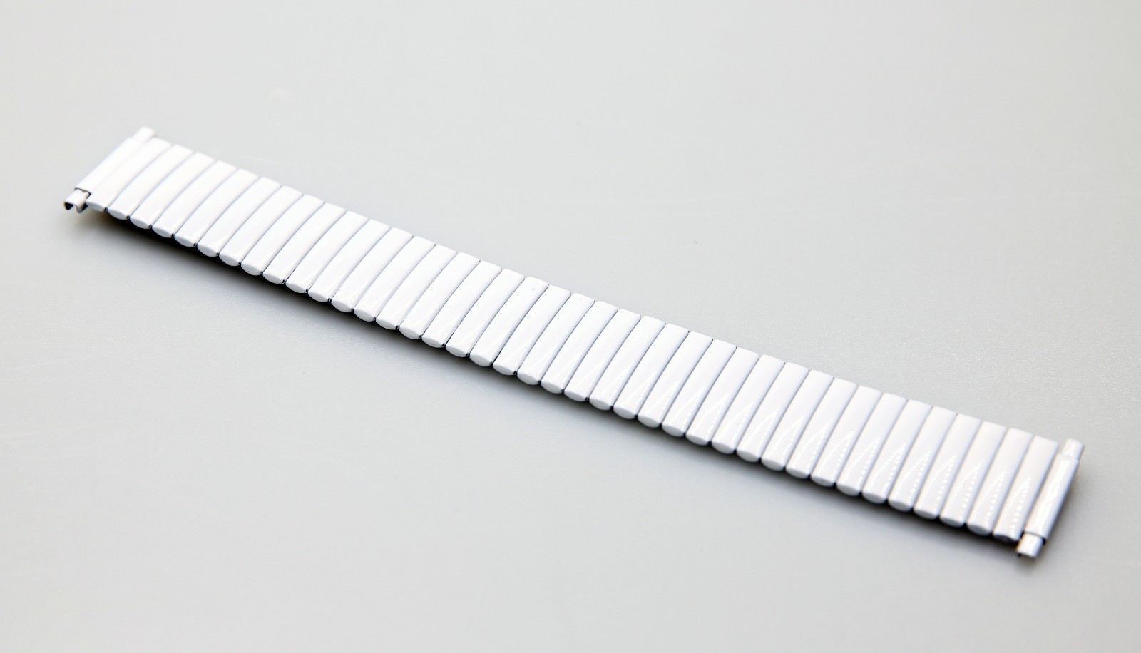 NEW 16mm-22MM TIMEX - Polished White Metal Stretch Watch Band! Flat ...