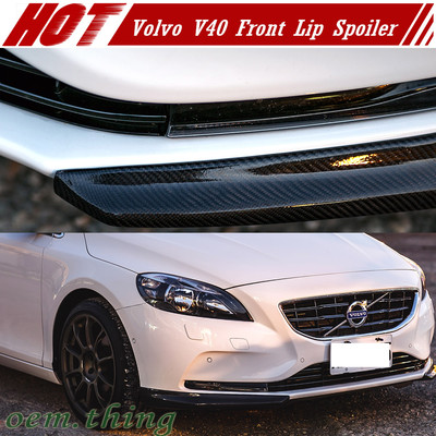 2011 Fit FOR VOLVO V40 Hatchback Front Bumper Lip Spoiler 2 Pcs Carbon ...