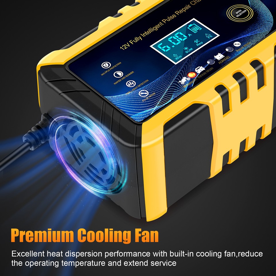 12V 6A Car Battery Charger Maintainer Auto Trickle RV For Truck ...