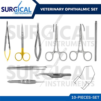 10 Pcs Veterinary Ophthalmic Set German Grade Surgical Instruments Kit ...