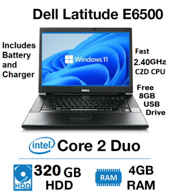 Dell E6500 Laptop Fast 2.40Gz 256GB SSD 15.4" Windows11 Office WiFi DVD ...