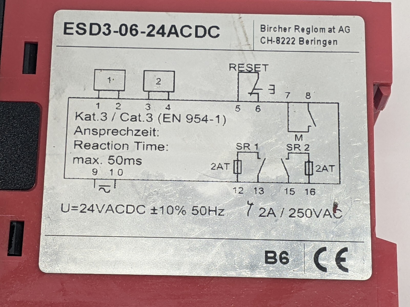 Bircher Reglomat Esd3-06-24acdc Safety Controller Switching Unit for ...