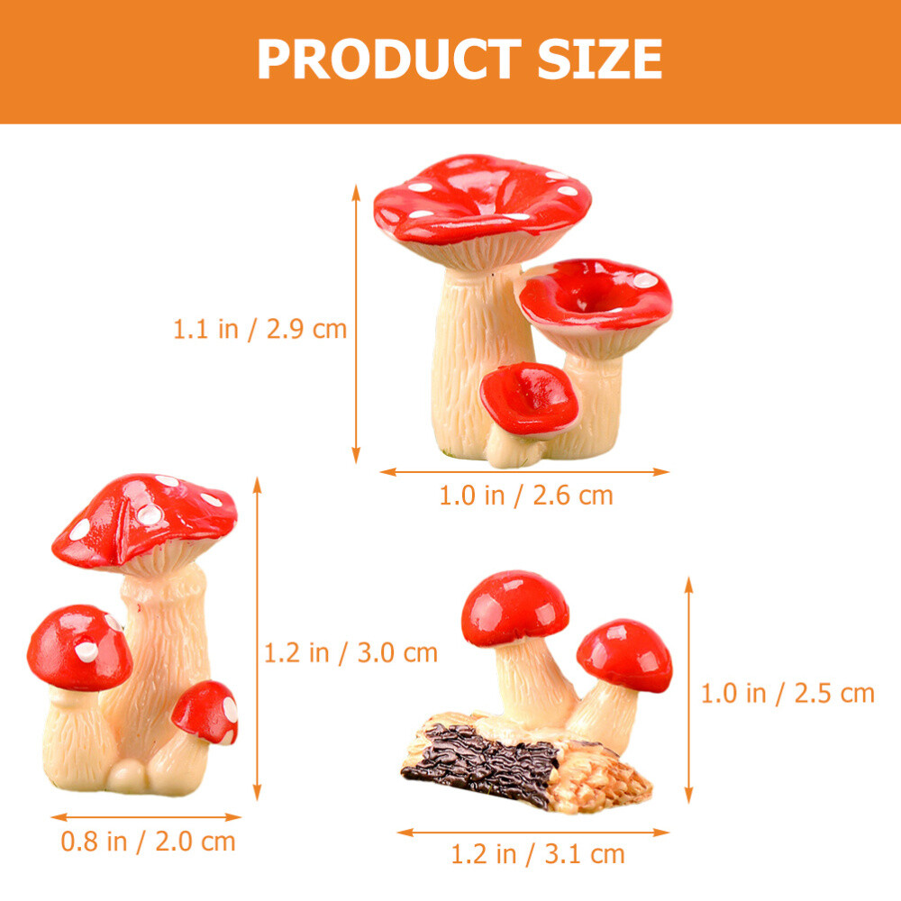 15 Pcs Mini Mushroom Ornament Statue Miniature Decoration Ornaments | eBay