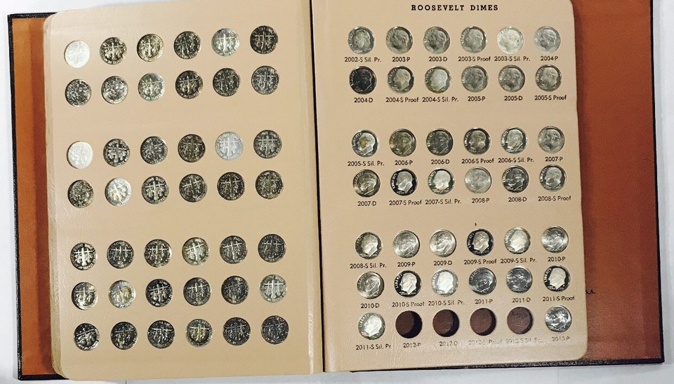 DANSCO ROOSEVELT DIME COLLECTION! NEARLY COMPLETE! SILVER/PROOFS INSIDE ...