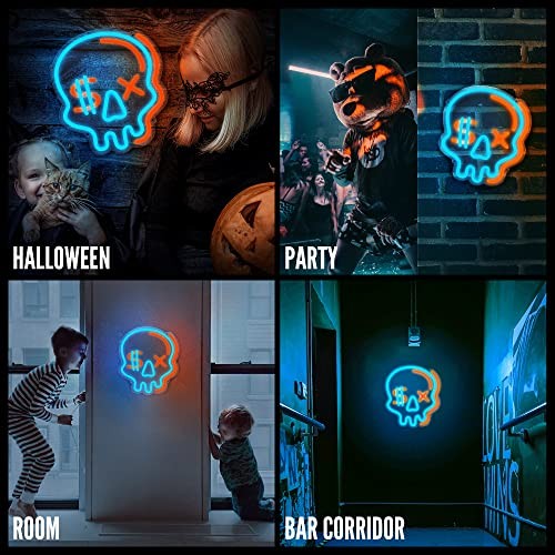 Eufrozy Halloween Neon Sign for Boys Room, Cool Skull Led Signs Kids ...