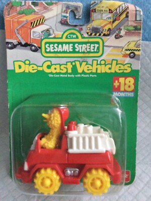 VINTAGE FISHER PRICE SESAME STREET BIG BIRD RED FIRE TRUCK DIE CAST ...