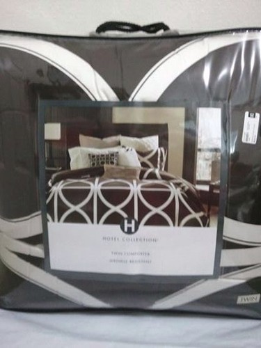 Hotel Collection 3 pc Twin TRANSOM COMFORTER & SHAMS Espresso Brown ...