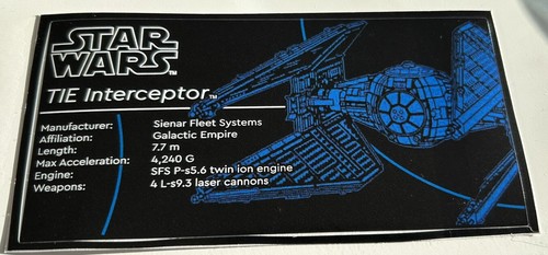 Lego Star Wars UCS Sticker 75382 Tie Interceptor Ersatz Replacement ...