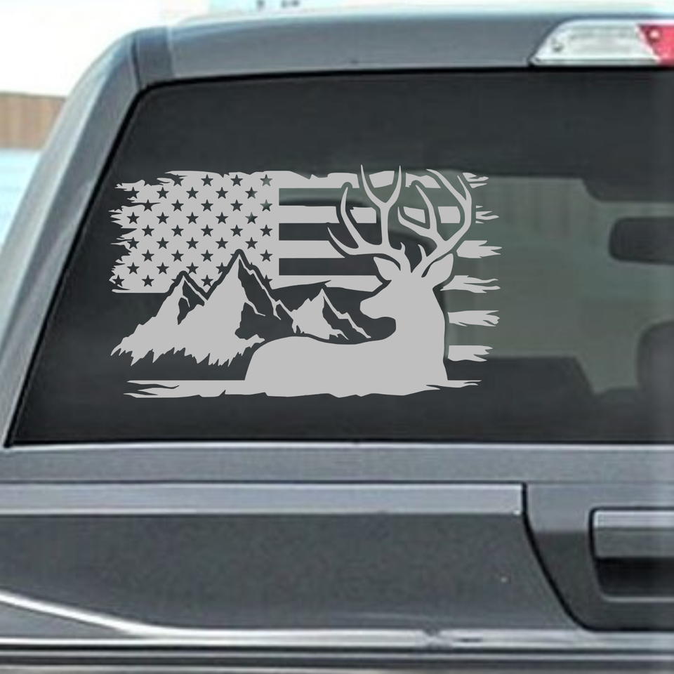 Deer Flag Mountain Decal Stickers Car Tumbler Window Hunting JDM 22 ...